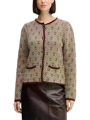 HOSS INTROPIA Floral Print Button Cardigan - Neutrals