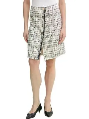 Luisa Spagnoli Tribunal Button Tweed Skirt - Neutrals