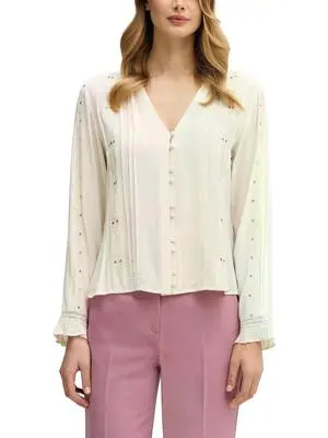 HOSS INTROPIA Embroidered Button-down Shirt - Neutrals