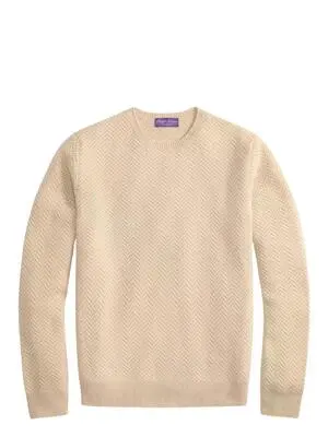 Ralph Lauren Purple Label Herringbone Cashmere Sweater - Neutrals