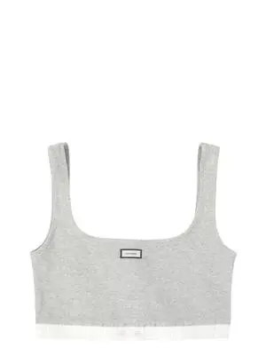 ENTIRE STUDIOS Ribbed Button-detail Bra - Grey