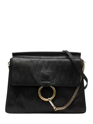 Chloé 2015 Medium Diamond Embossed Calfskin Faye Shoulder Bag - Black