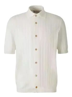 Brunello Cucinelli Ribbed Button Shirt - Neutrals