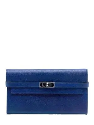 Hermès 2014 Epsom Kelly Trifold Wallet - Blue