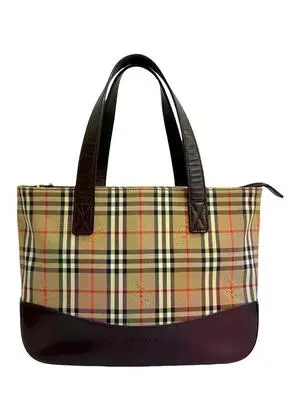 Burberry Haymarket Check Canvas Tote Bag - Brown