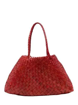 Dragon Diffusion Woven Tote Bag With Top Handles - Red