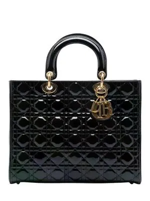 Dior 2011 Large Patent Cannage Lady Satchel - Black