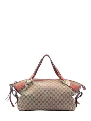 Gucci Medium Gg Canvas Bamboo Bar Tote Bag - Brown