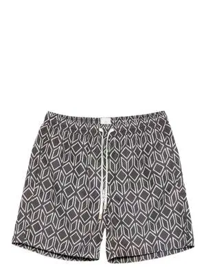 Eleventy Geometric-print Swim Shorts - Grey