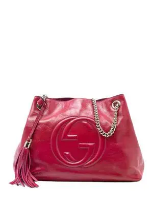 Gucci Medium Patent Soho Chain Tote Bag - Pink