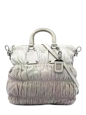 Prada 2000-2025 Nappa Gaufre Ombre Satchel - Grey