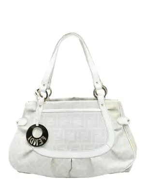 Fendi 2000-2010 Zucca Spalmati Chef Shopper Tote Bag - White