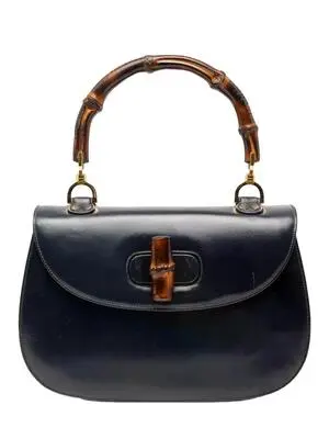 Gucci 20th Century Calfskin Bamboo Night Handbag - Blue