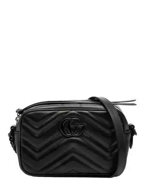 Gucci Mini Gg Marmont Matelasse Leather Crossbody Bag - Black