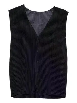 Issey Miyake Pleated Buttoned Vest - Blue