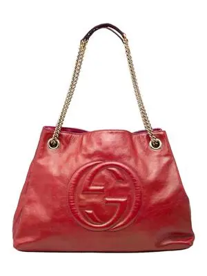 Gucci 2000-2015 Leather Soho Chain Tote - Red