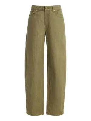 Ossou Rider Rigid Low-Rise Bowed-Leg Jeans Green