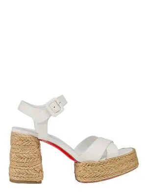 CHRISTIAN LOUBOUTIN Calakala 85mm Platform Leather Sandals - White