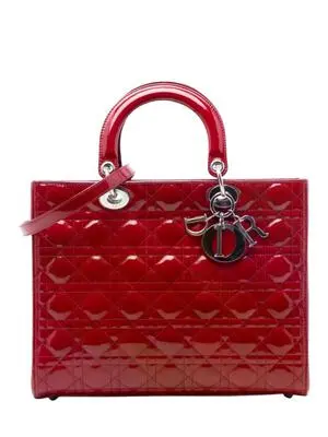 Dior 2010 Large Patent Cannage Lady Satchel - Red