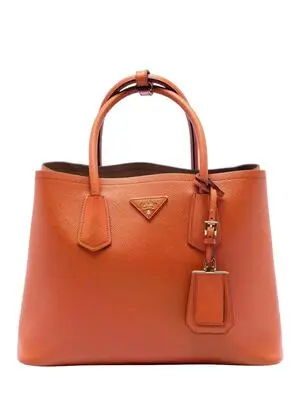 Prada 2010-2025 Medium Saffiano Cuir Double Satchel - Orange