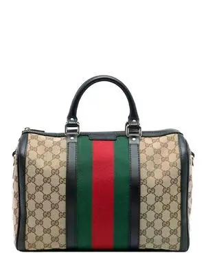 Gucci Gg Canvas Web Joy Boston Satchel - Brown