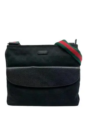 Gucci Gg Canvas Web Crossbody Bag - Black