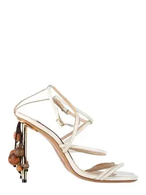 Jacquemus Beaded Strappy Sandals - White