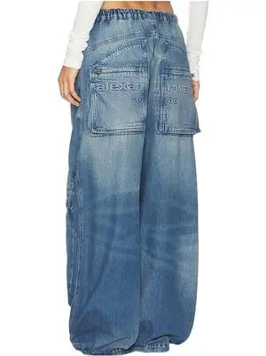 Alexander Wang Oversized Cargo Wide Leg Denim Pants - Blue