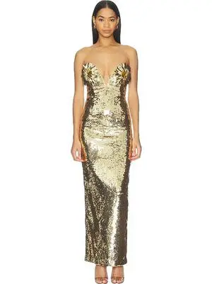 Retrofete Amulet Metallic Dress - Gold