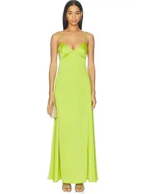 Susana Monaco Satin Slip Dress - Chartreuse