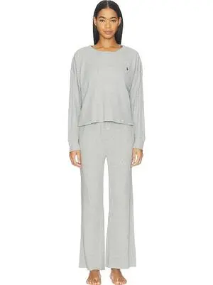 Polo Ralph Lauren Crew Neck Wide Leg Pant Set - Heather Grey