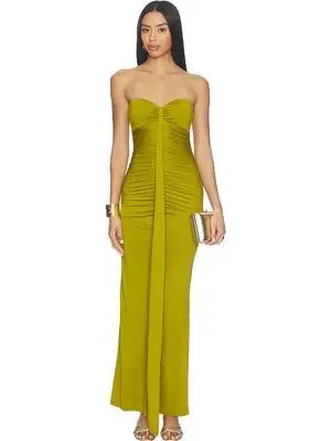 Superdown Strapless Draped Maxi Dress Green