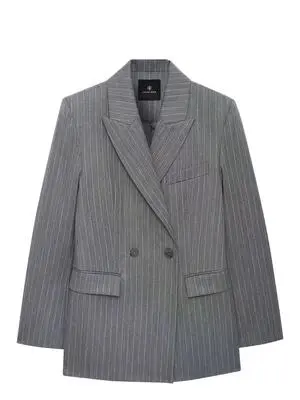 ANINE BING Pinstripe Double-breasted Blazer - Grey