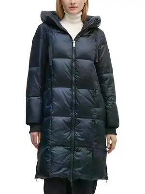 MOS MOSH Quilted Coat With Hood Blue