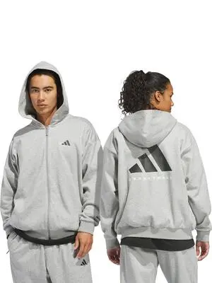 Adidas Basketball Full-zip Hoodie - Medium Grey Heather