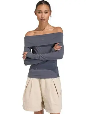 Adidas Off-shoulder Long-sleeve Top - Utility Black