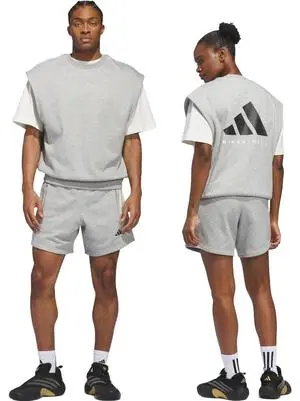 Adidas Three Stripe Loose Fit Shorts - Medium Grey Heather