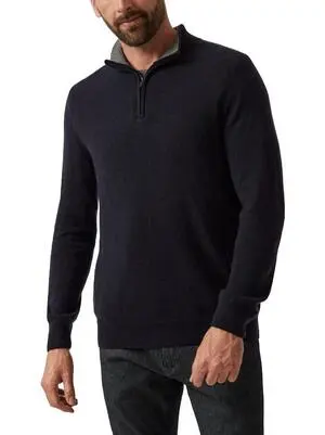 34 Heritage Cashmere Blend Quarter-zip Pullover - Dark Navy