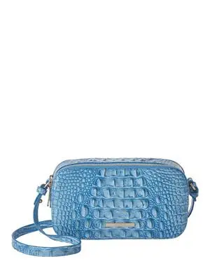 Brahmin Croc Embossed Leather Crossbody Bag - Aura Blue