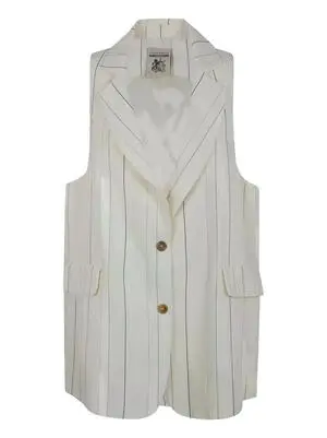 SEMICOUTURE Striped Button Waistcoat - Neutrals