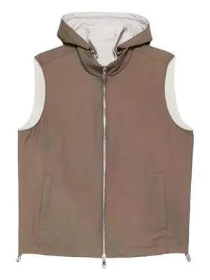 MONTECORE Hooded Zip Gilet - Brown