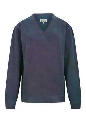 MAISON MARGIELA V-neck Virgin Wool Sweater - Blue