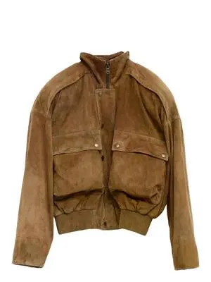 PETAR PETROV Flap-pocket Suede Bomber Jacket - Brown