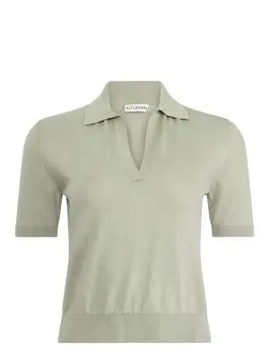 ALTUZARRA Clay V-Neck Knit Polo Top