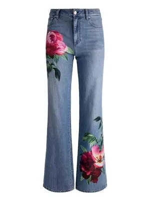 Alice + Olivia Floral Full-length Jeans - Blue