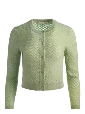 Alice + Olivia Pointelle Knit Cardigan - Green