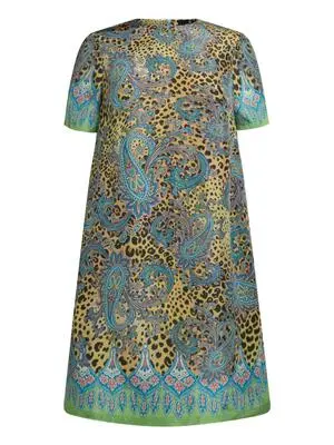 Etro Paisley-print Tunic Dress - Blue