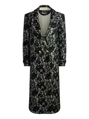 Alice + Olivia Jimmy Floral Long Coat - Black