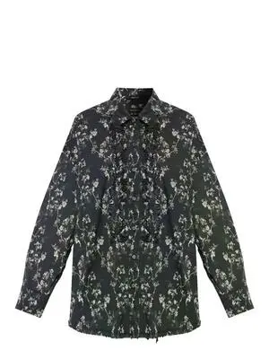 R13 Ruffled Floral-print Shirt - Black