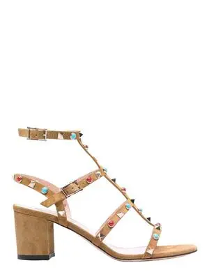 Valentino Garavani Stud-embellished Strap Sandals - Brown
